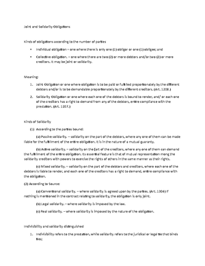 Notes on Obligations (Part 1) - Obligations and Contracts (Part 1 ...
