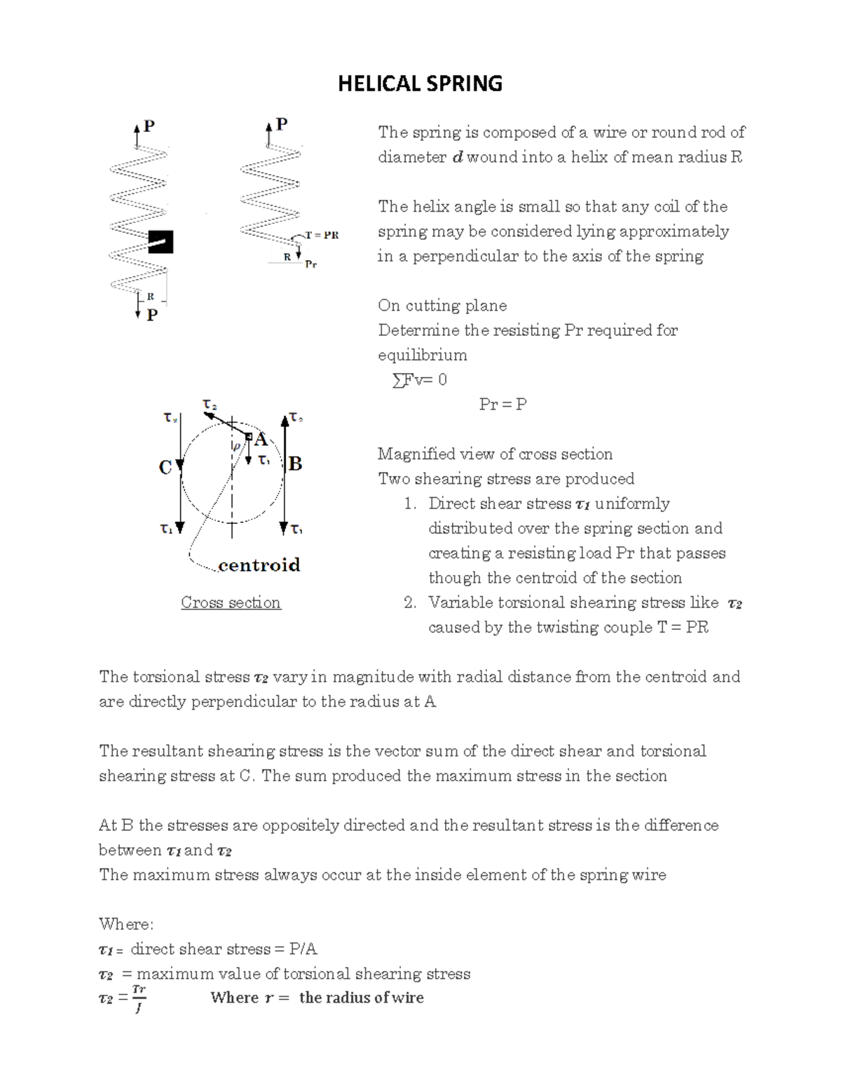 Helical Srping - Lecture notes 289 - HELICAL SPRING The spring is ...