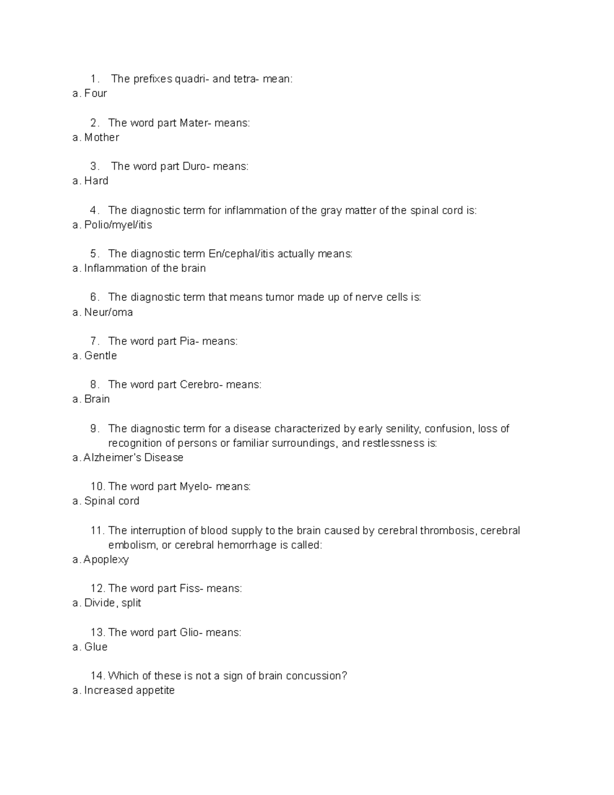 Medical Terminology Unit 7 part 2 - The prefixes quadri- and tetra ...