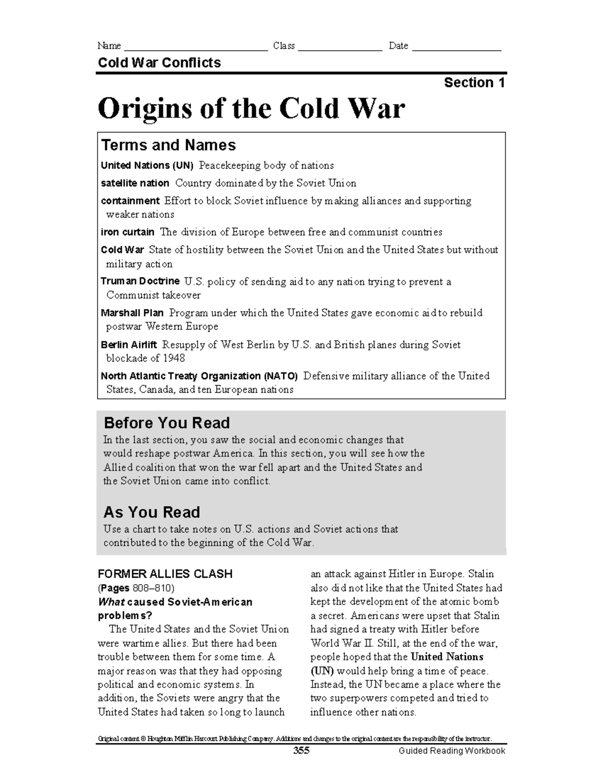 Cold War GR Readings 1 - notes on the cold war - Cold War Conflicts ...