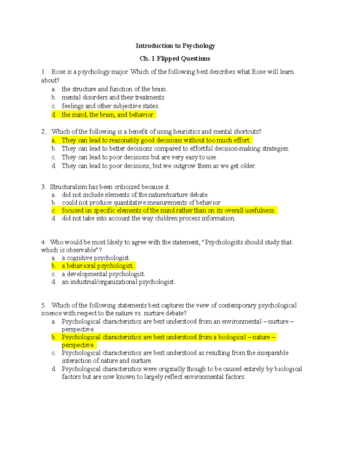 Chapter 1 Flipped Questions - Introduction to Psychology Ch. 1 Flipped ...