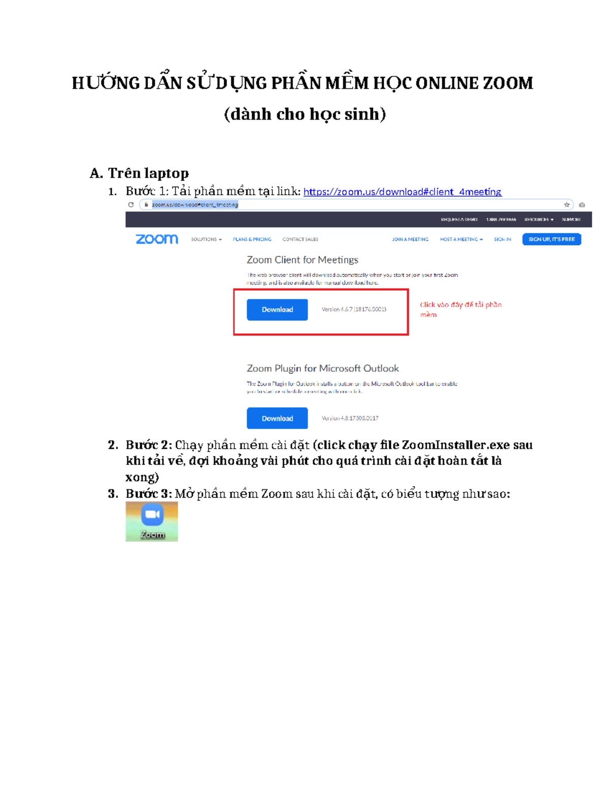 HƯỚNG DẪN SỬ DỤNG ZOOM HỌC SINH - H ƯỚNG D ẨN S Ử D ỤNG PH ẦN M ỀM H ỌC ONLINE ZOOM (dành - Studocu