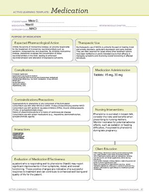 Lithium drug card - Drug Card - ACTIVE LEARNING TEMPLATES TherapeuTic ...