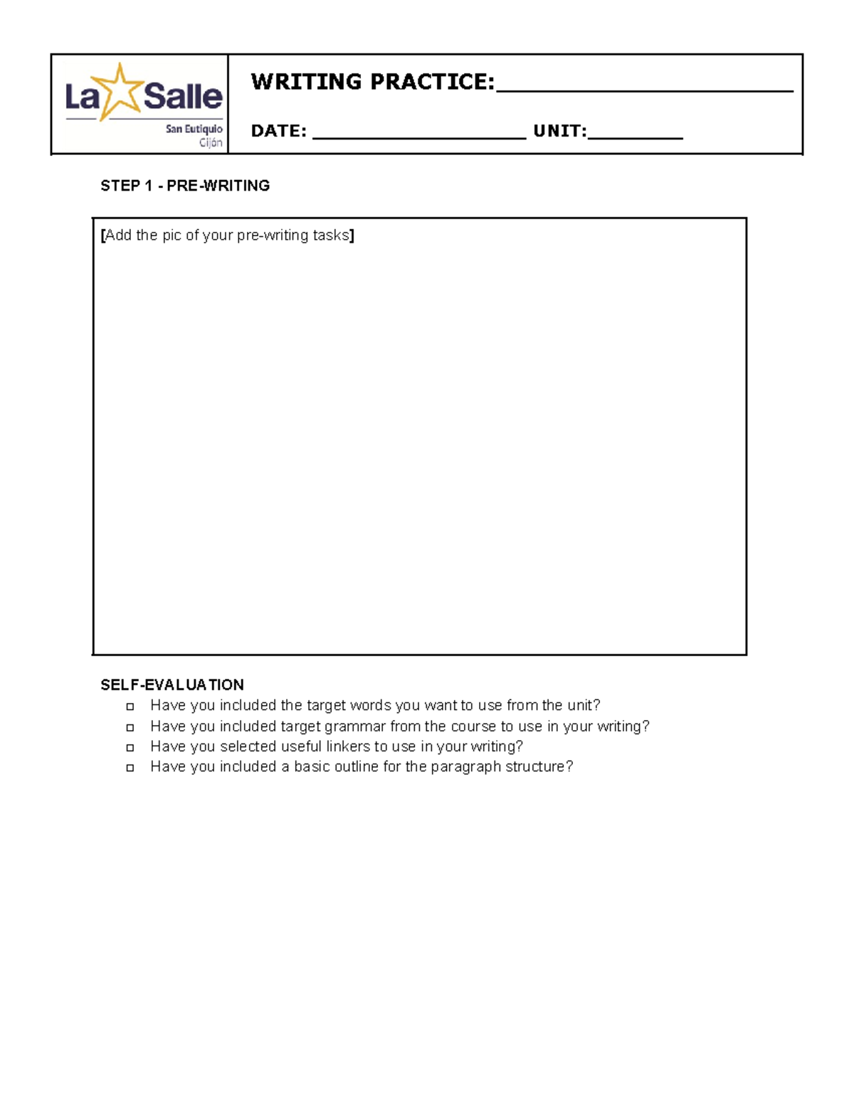 Writing Improvements - WRITING PRACTICE:____________________ DATE ...