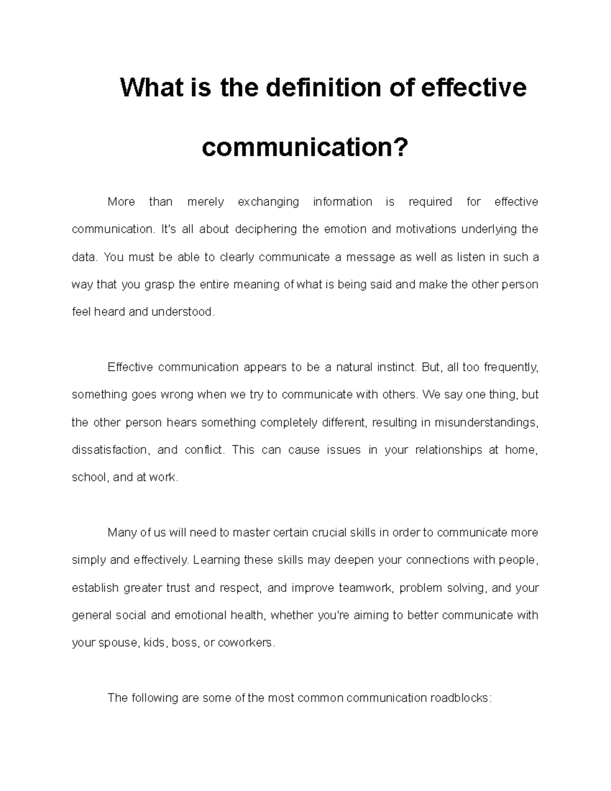 Enhancing Effective communication Skills - What is the definition of ...