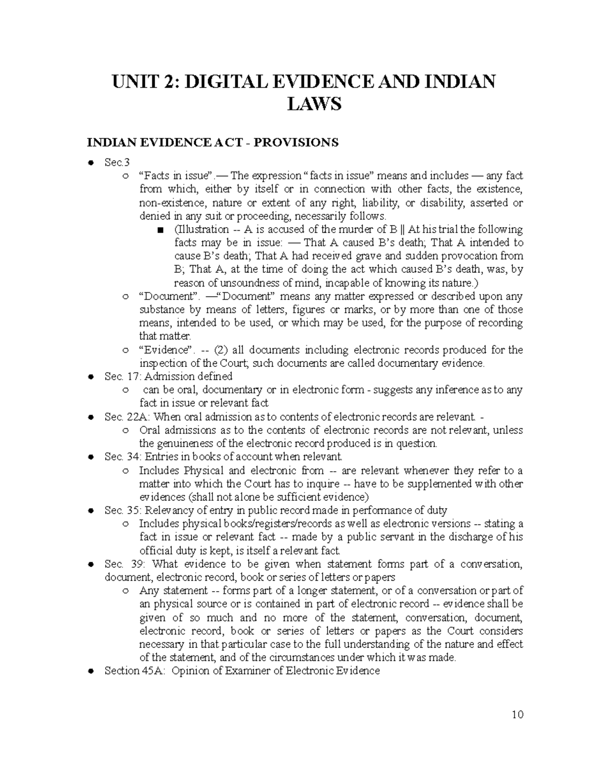 Digital evidence Unit 2 - UNIT 2: DIGITAL EVIDENCE AND INDIAN LAWS ...