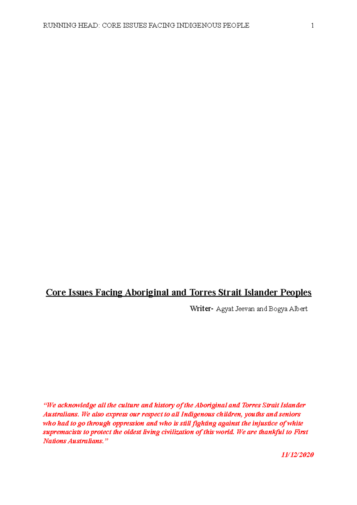 Research Gate-Indigenous Issues - Core Issues Facing Aboriginal and ...