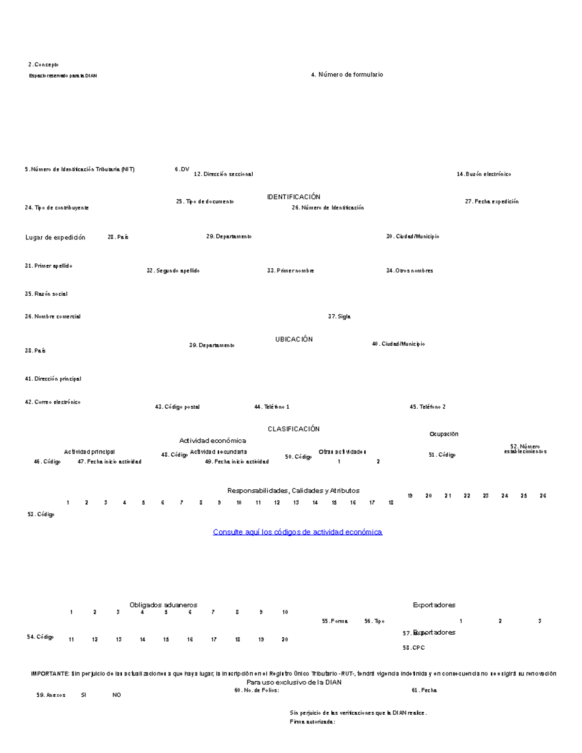 RUT Editable PARA Envio A LA DIAN - 2. ConceptoEspacio reservado para ...