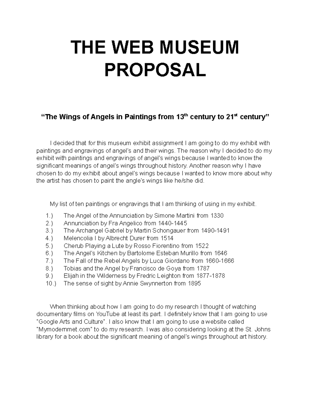 THE WEB Museum Proposal - THE WEB MUSEUM PROPOSAL “The Wings of Angels ...