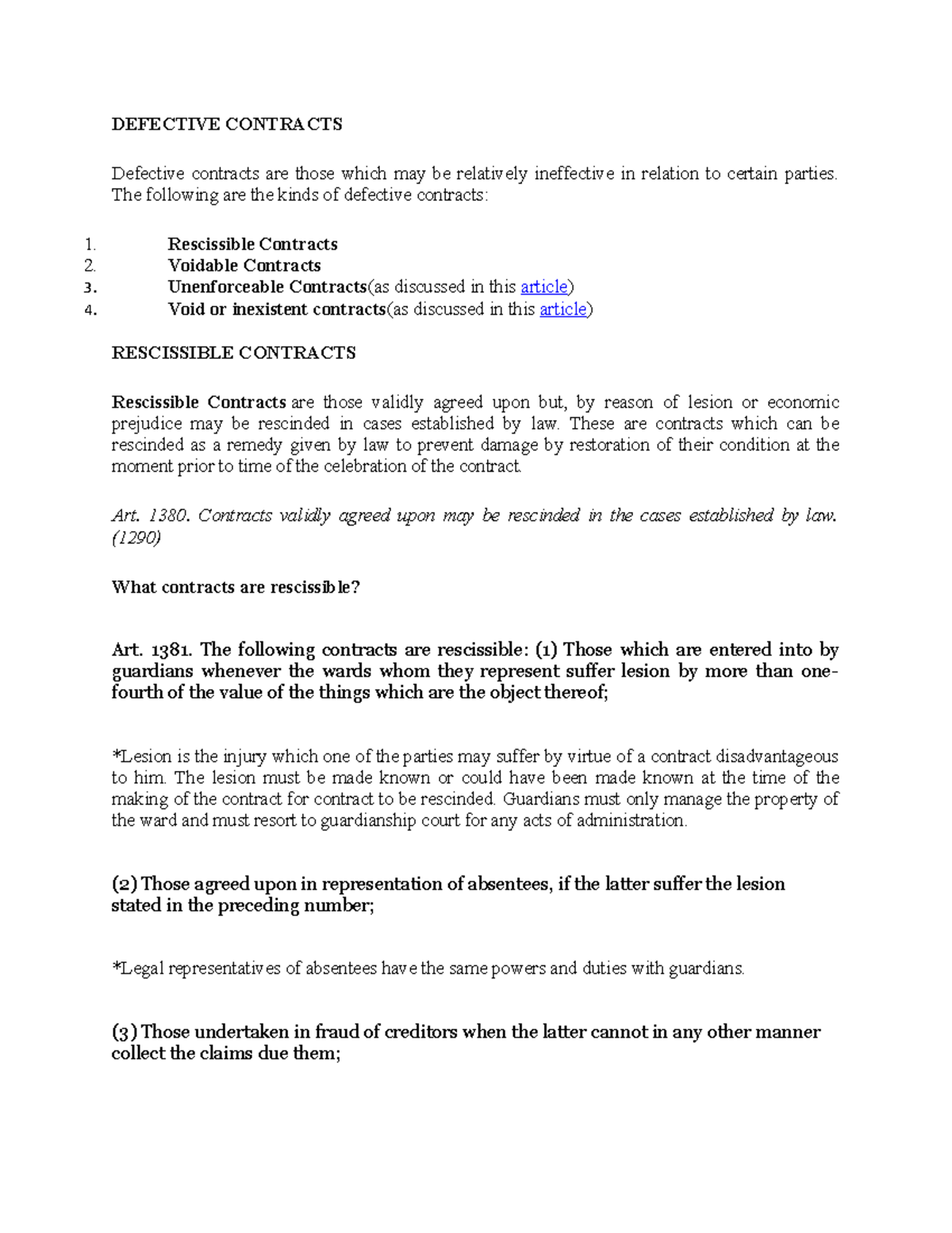 Defective contracts reviewerandsomethingyoushouldknow - DEFECTIVE ...