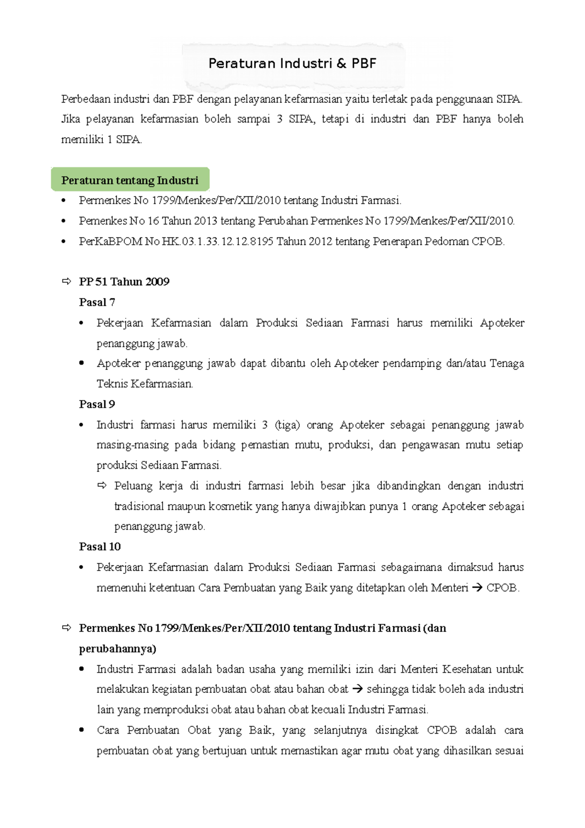 Catatan Peraturan Industri dan PBF - Peraturan Industri & PBF Perbedaan ...