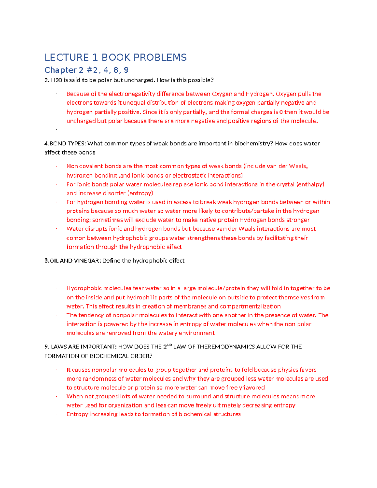 BOOK Problems - Exam 1 - professor recommended practice questions ...