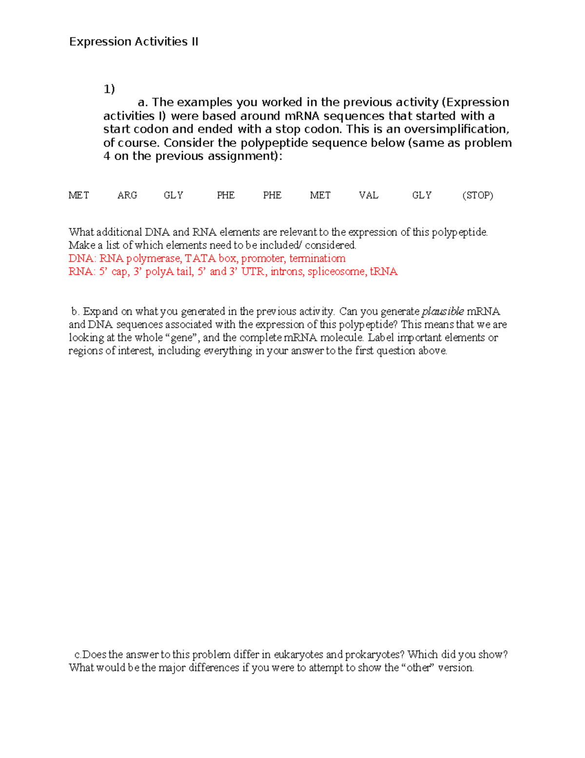 Expression activities II - Expression Activities II 1) a. The examples ...