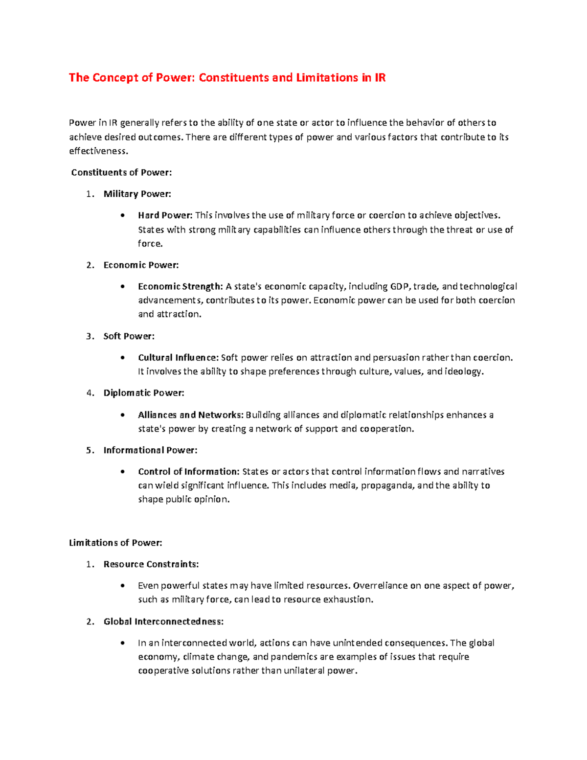 The Concept of Power - Summary political science hons - The Concept of ...