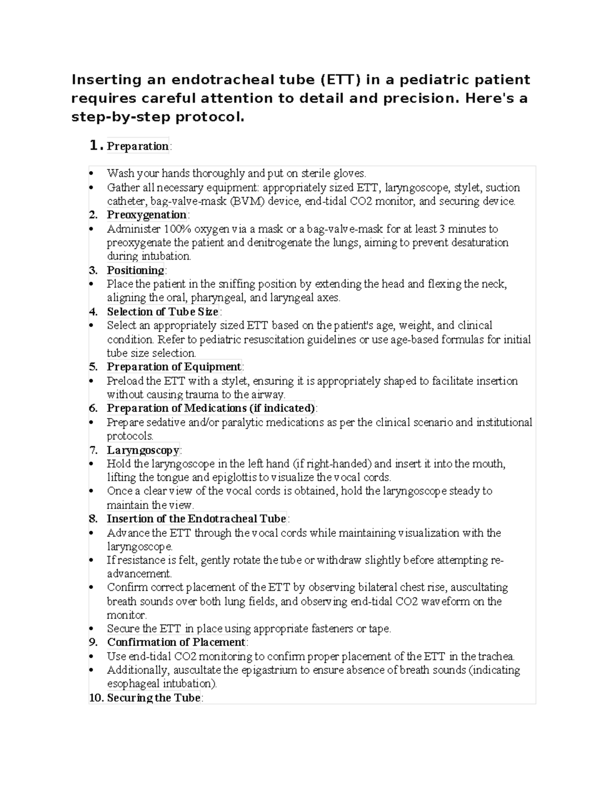 Inserting An Endotracheal Tube Heres A Step By Step Protocol 1 Preparation Wash Your Hands