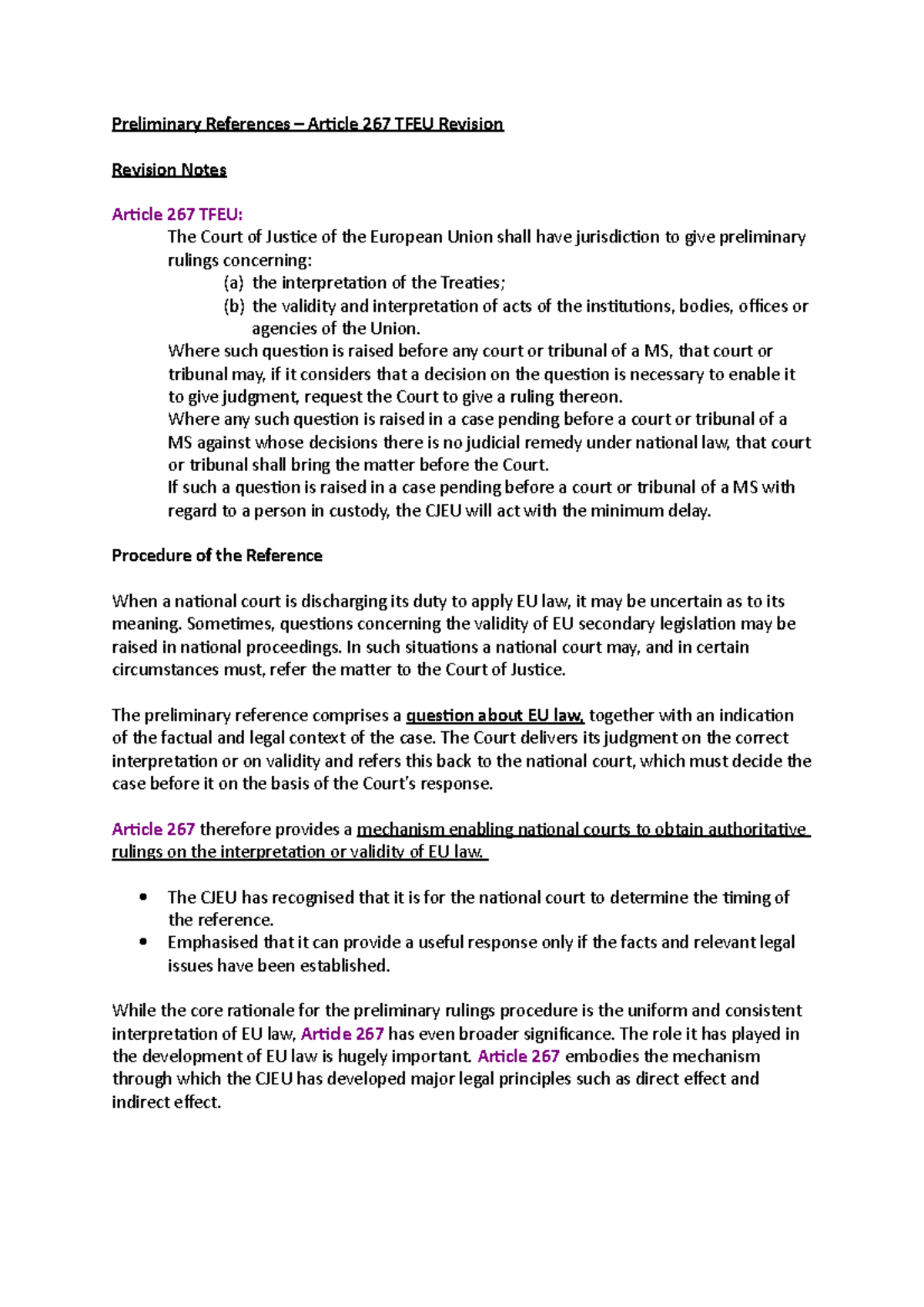 Preliminary References Revision - Preliminary References Article 267 TFEU Revision Revision ...