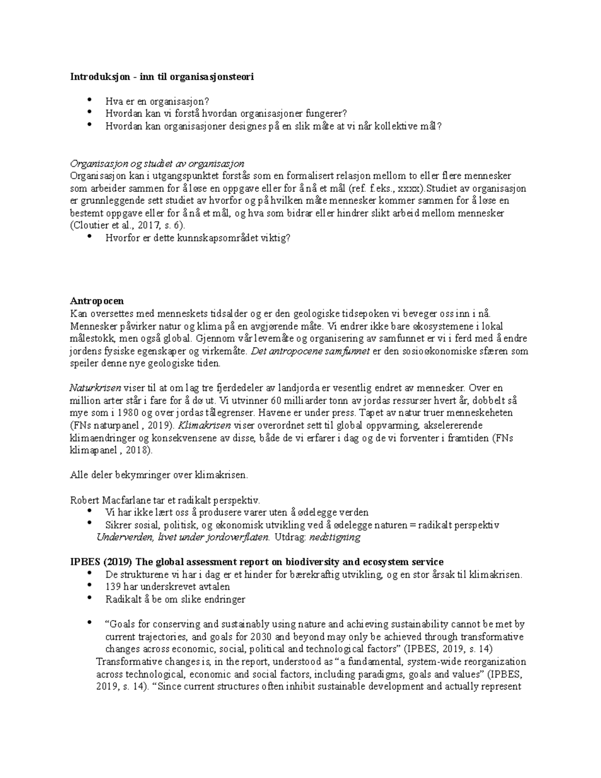 Forelesningsnotater 1 - Introduksjon - inn til organisasjonsteori Hva ...