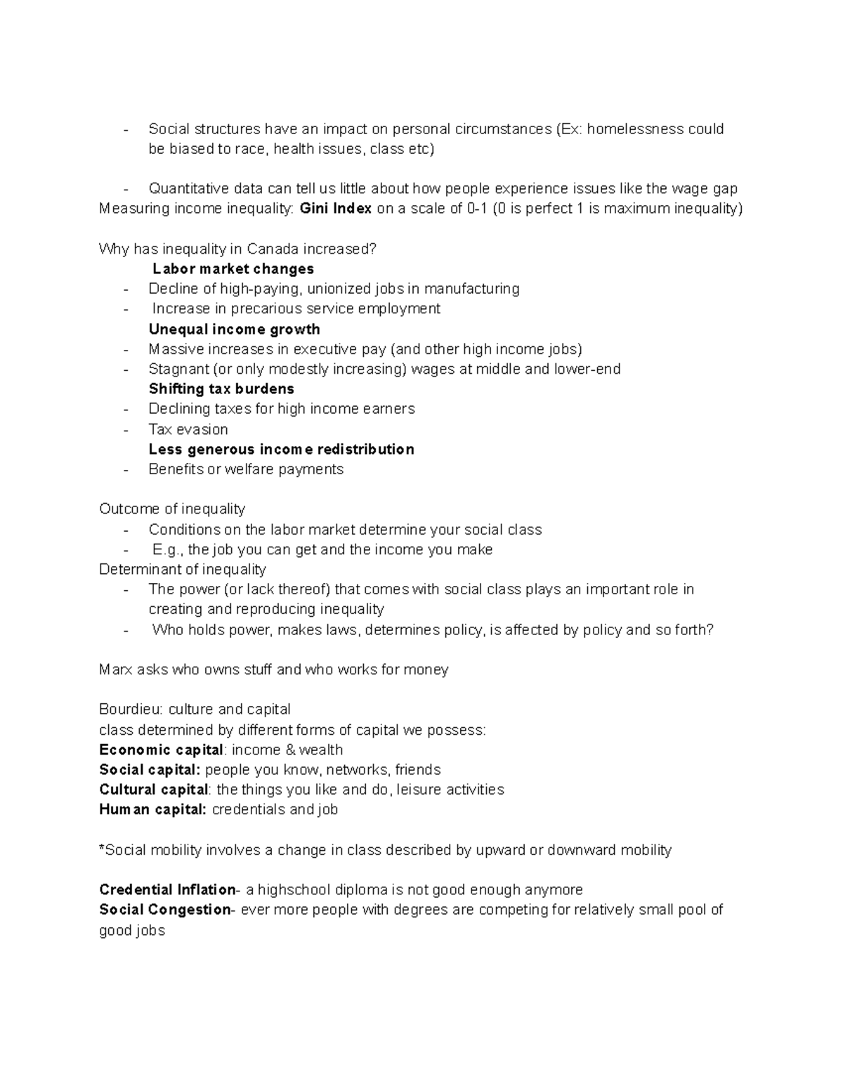 SOC Lecture 3: Social class, status and inequality - Social structures ...