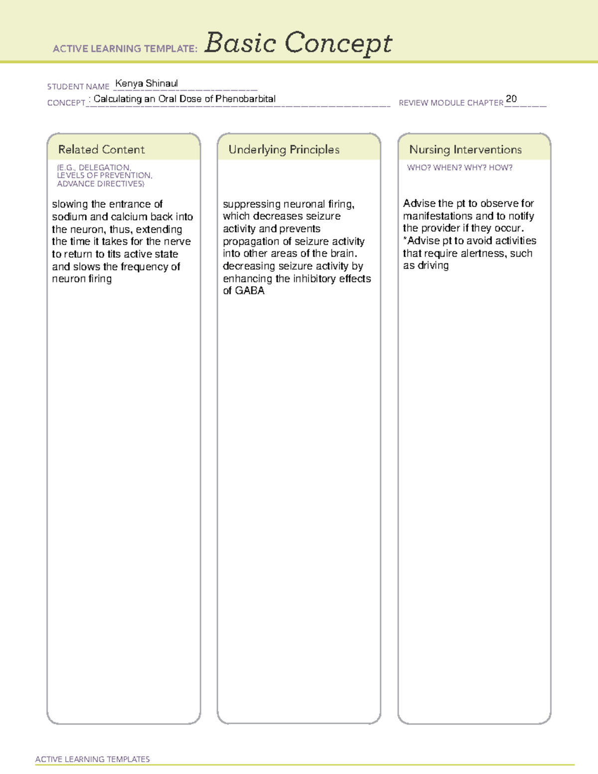 Basic Concept Template ATI Nursing Pharmacology Review 2022 ACTIVE