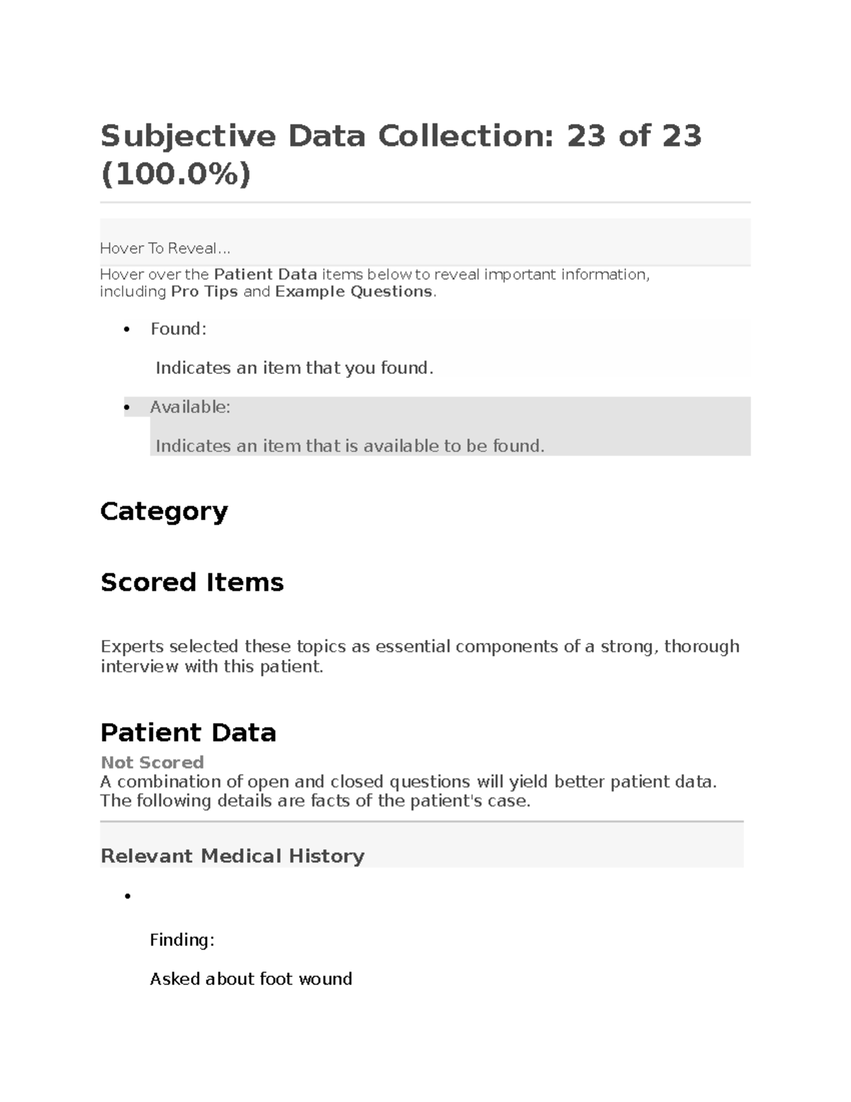 Shadow Health Subjective Data Collection Skin, hair, nails - Subjective ...