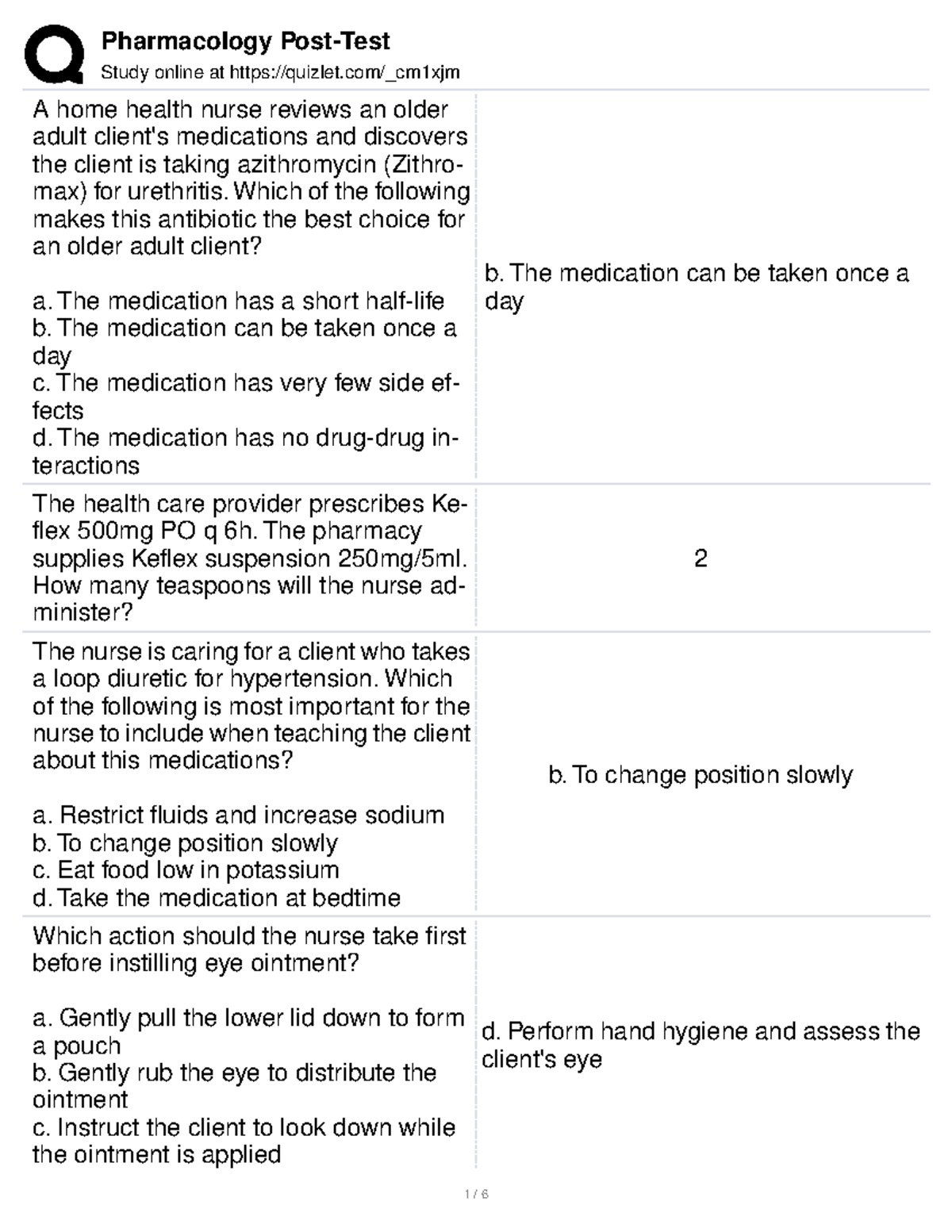 Pharm Post Test - Study online at quizlet/_cm1xjm A home health nurse ...