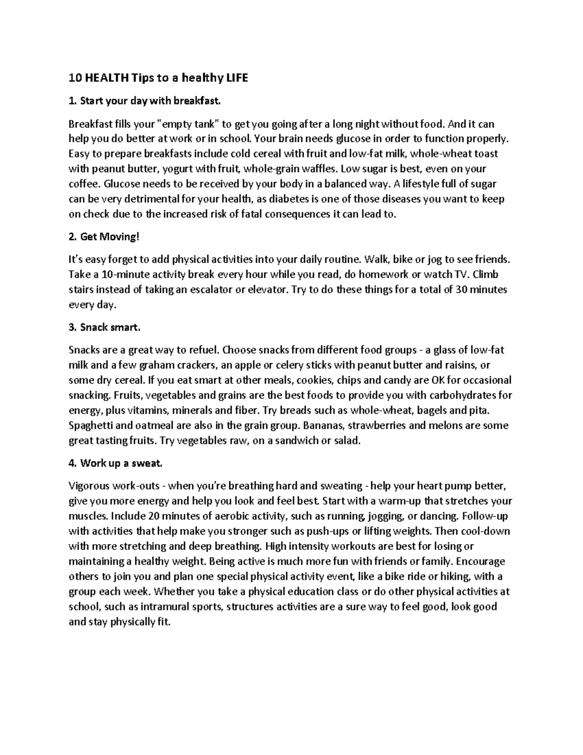 10 Health Tips to a healthy LIFE - 10 HEALTH Tips to a healthy LIFE ...