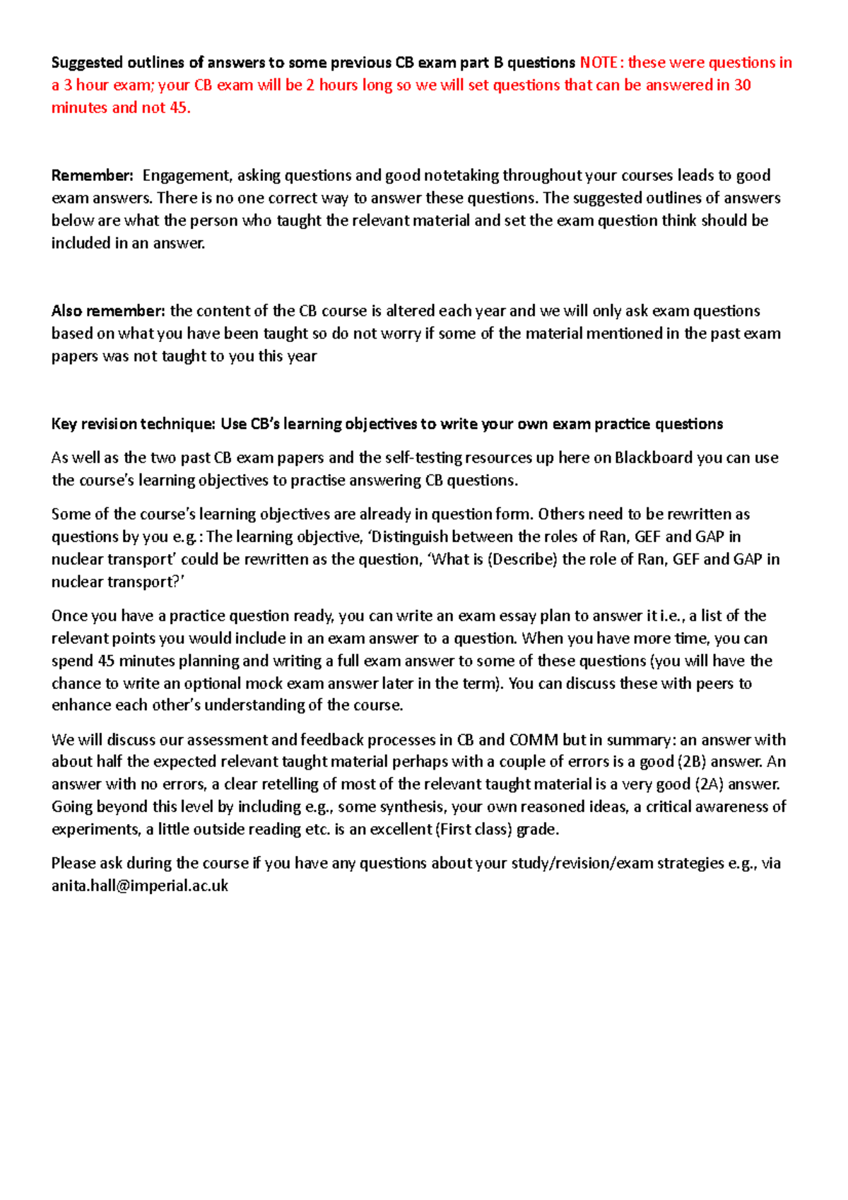 CB pooled feedback 2022/2023 - Suggested outlines of answers to some ...