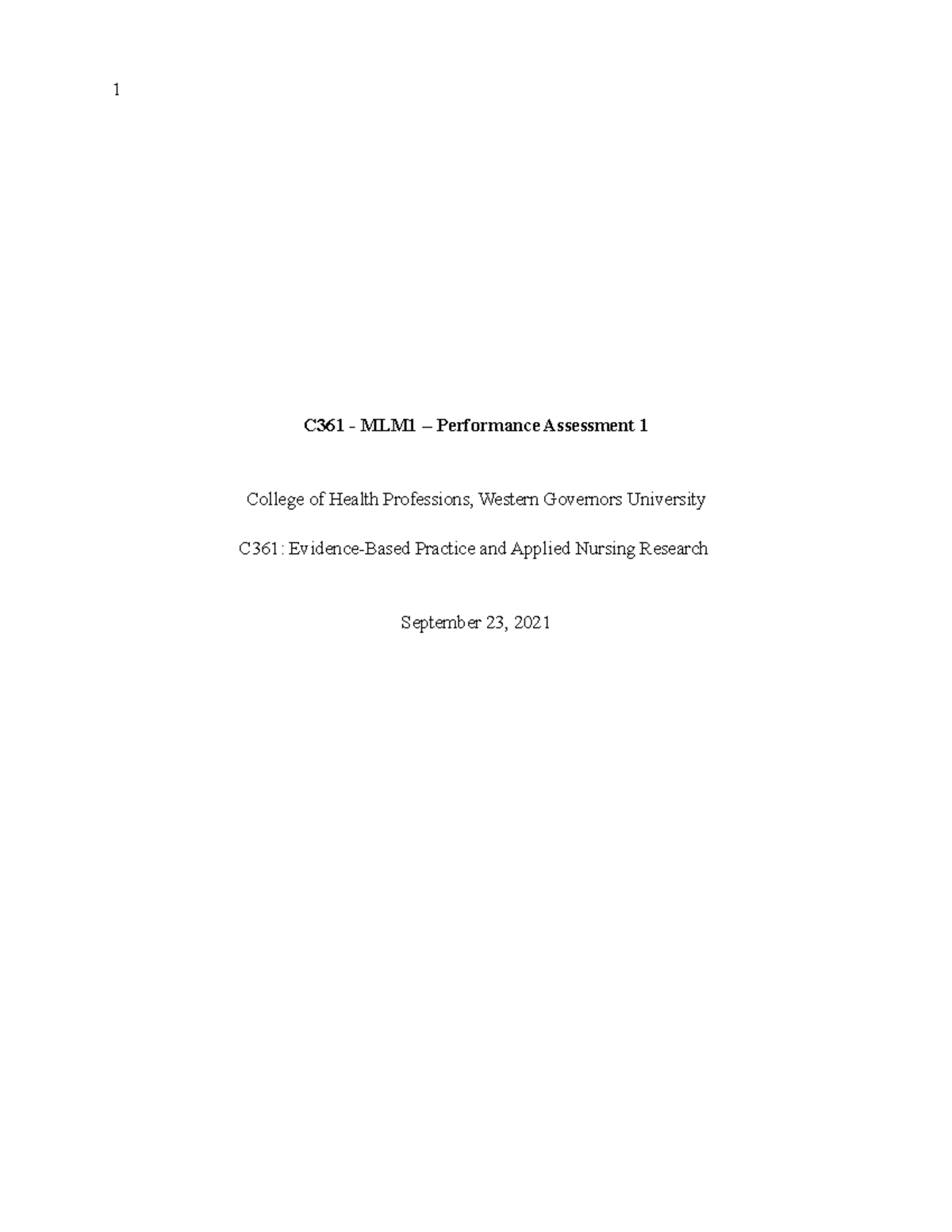 C361 Example R Clifton EBP and Applied Nursing Researh - C361 - MLM1 ...