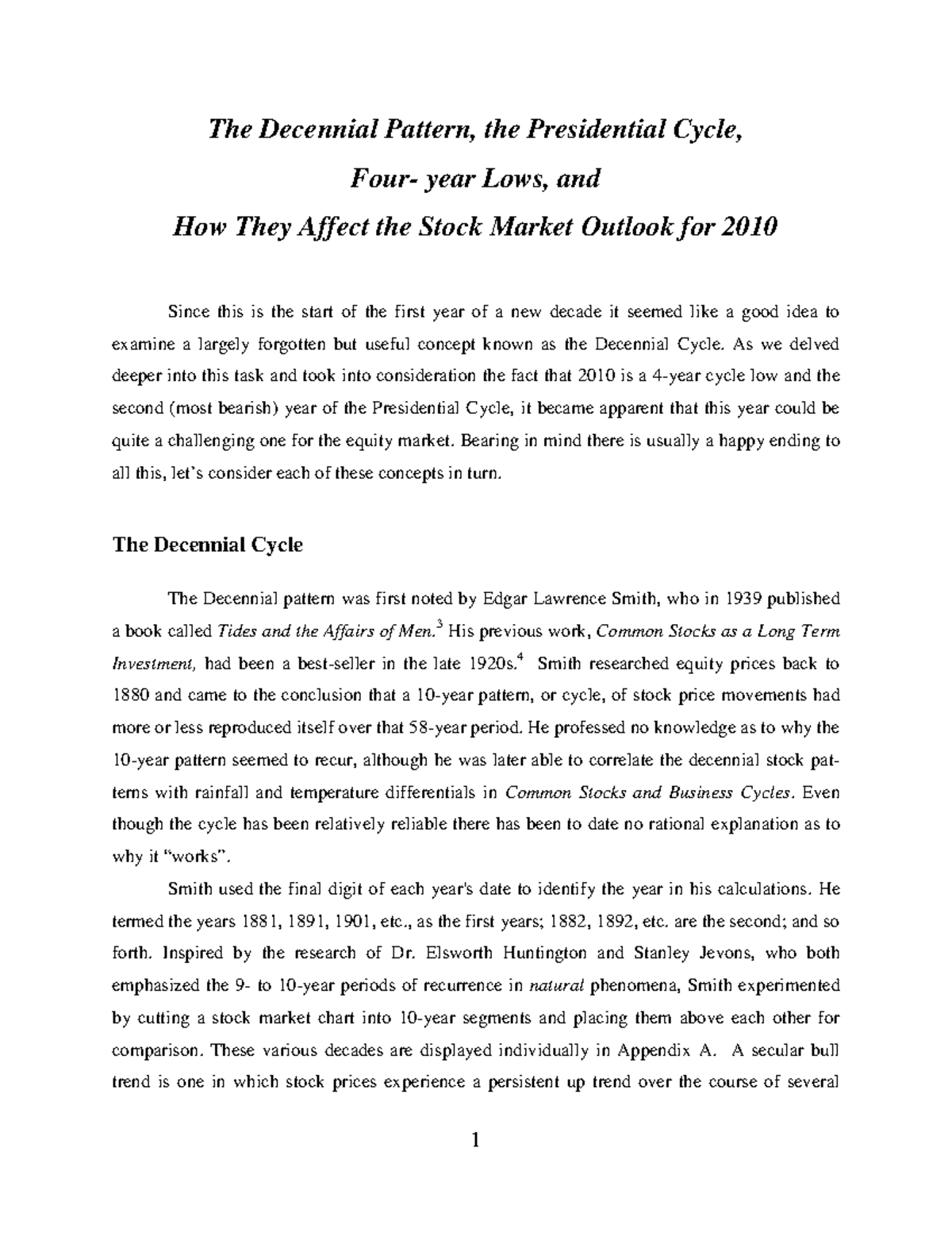 The decennial pattern the presidential cycle four - The Decennial ...