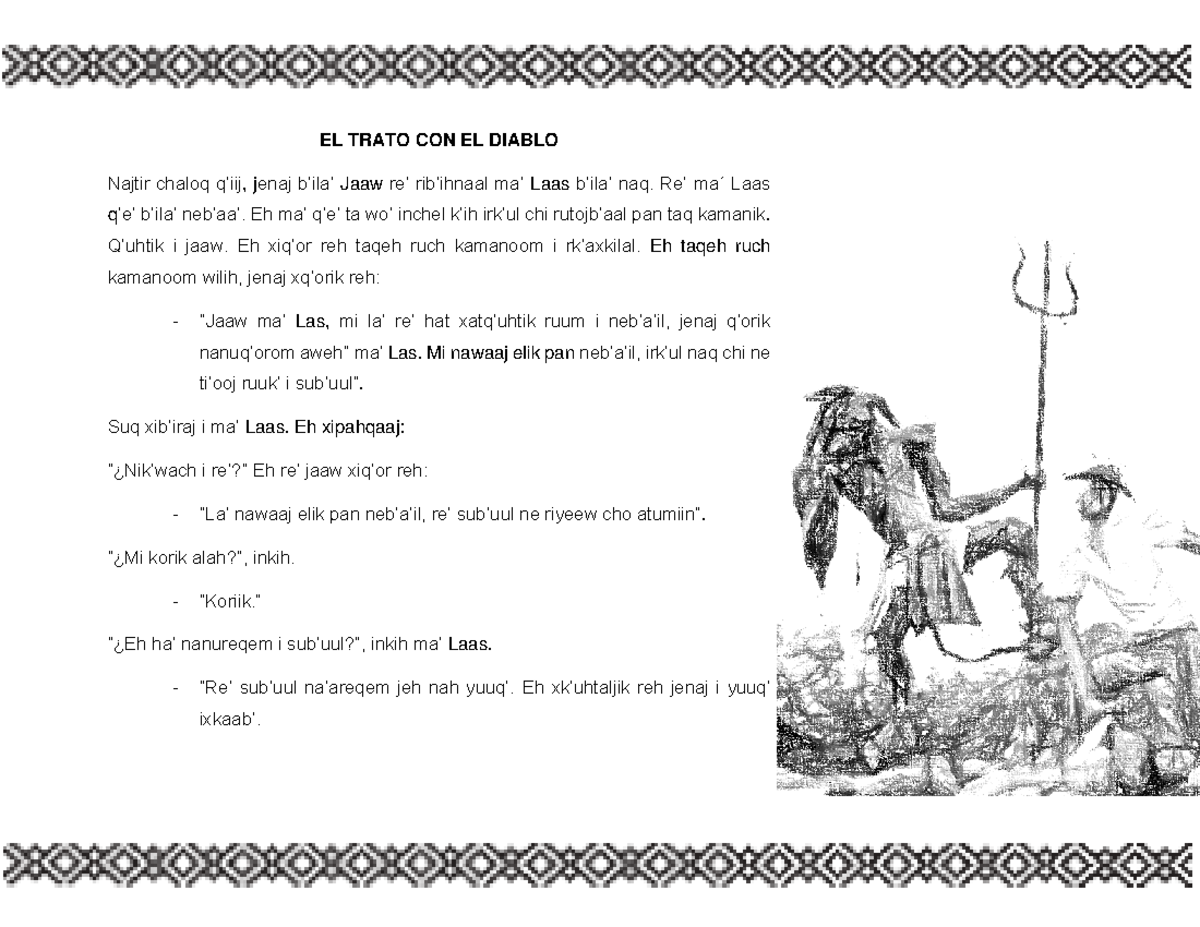 Cuento El Trato con el Diablo Herber Maglony Poqomchi' - EL TRATO CON EL DIABLO Najtir chaloq q ...