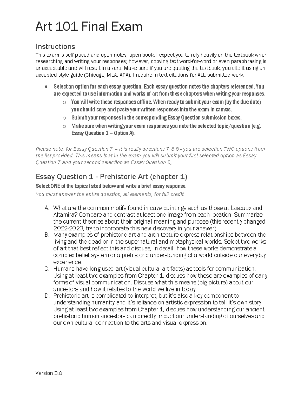 ART101 Finalexam v3 - Final exam - Instructions This exam is self-paced ...