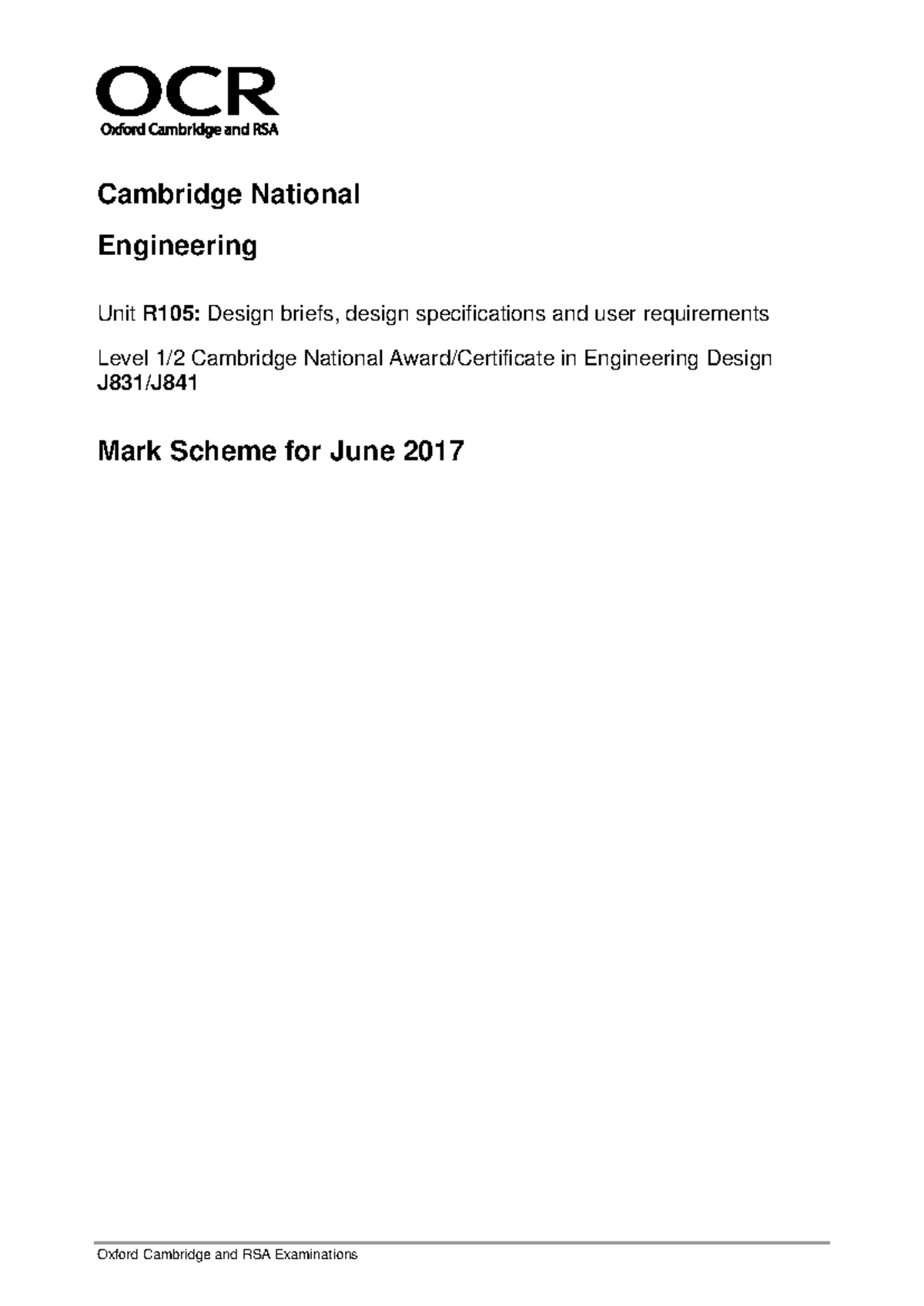 Mark scheme - ... - Oxford Cambridge and RSA Examinations Cambridge ...