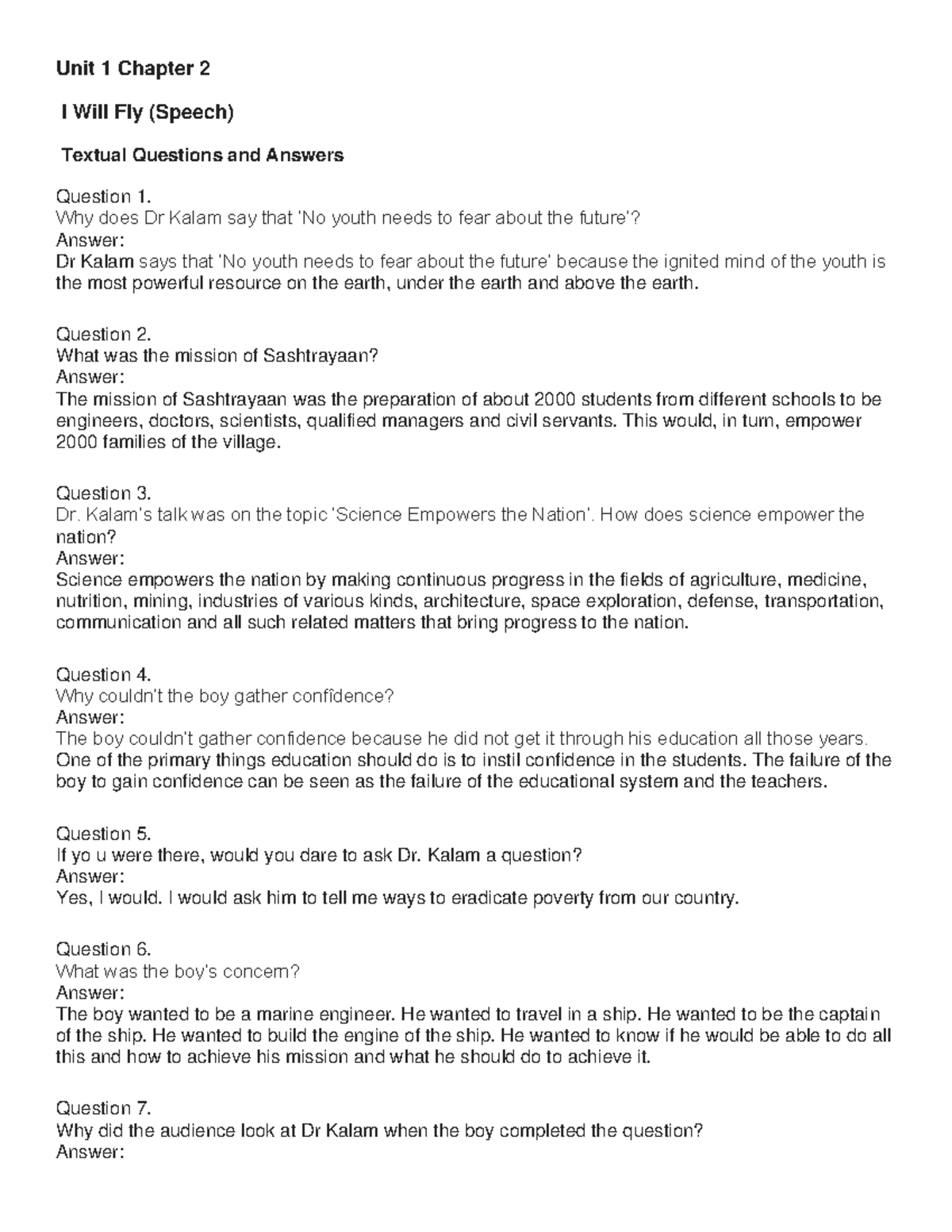 I will Fly - Lecture notes 1,2,3,4,5,6,7,8 - Unit 1 Chapter 2 I Will ...