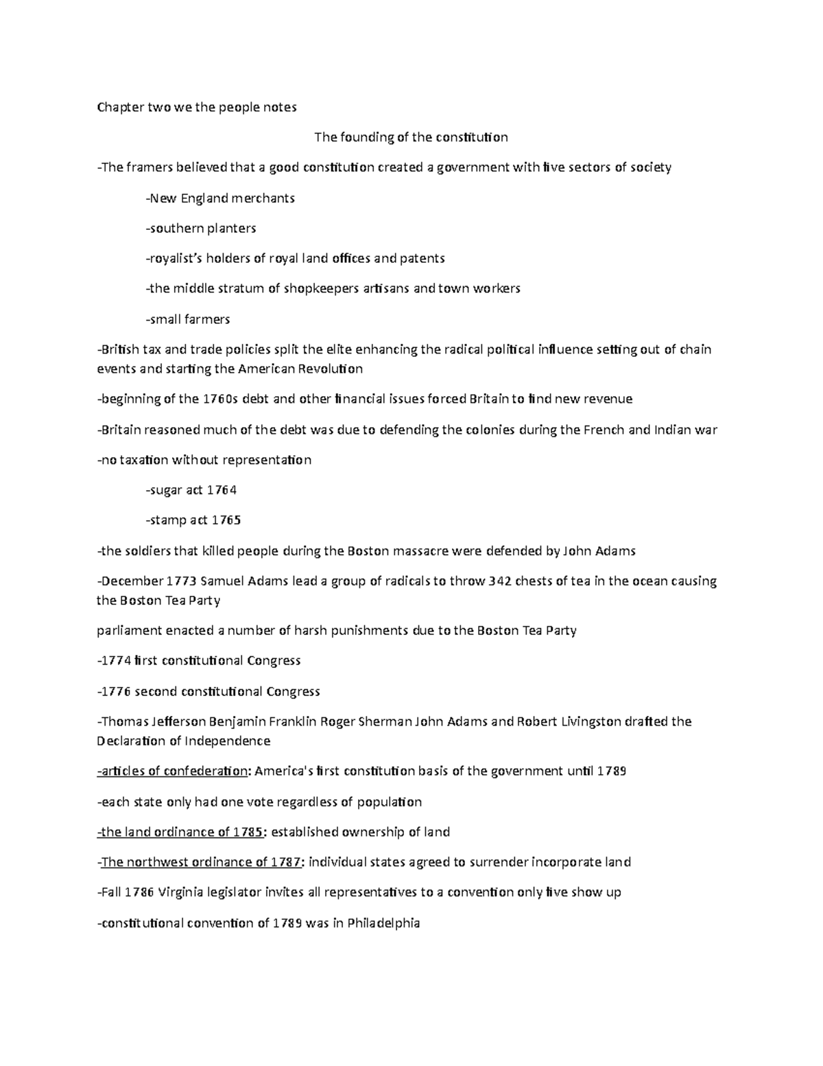 Chapter two we the people notes - Studocu