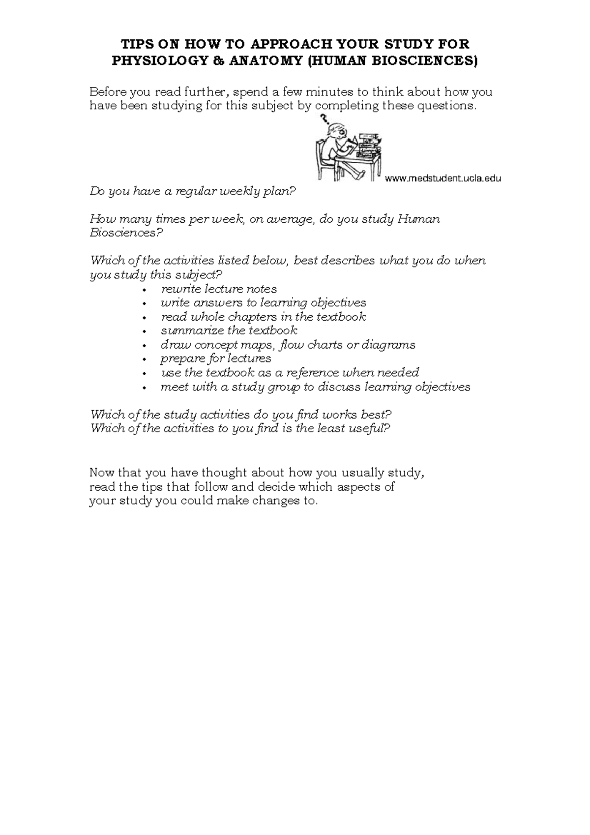 Tips for studying Human Biosciences - TIPS ON HOW TO APPROACH YOUR ...