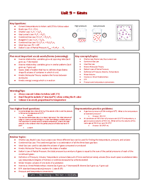 Unit 10 One Pager - unit 10 - Unit 10 - Solutions Key Equations ...