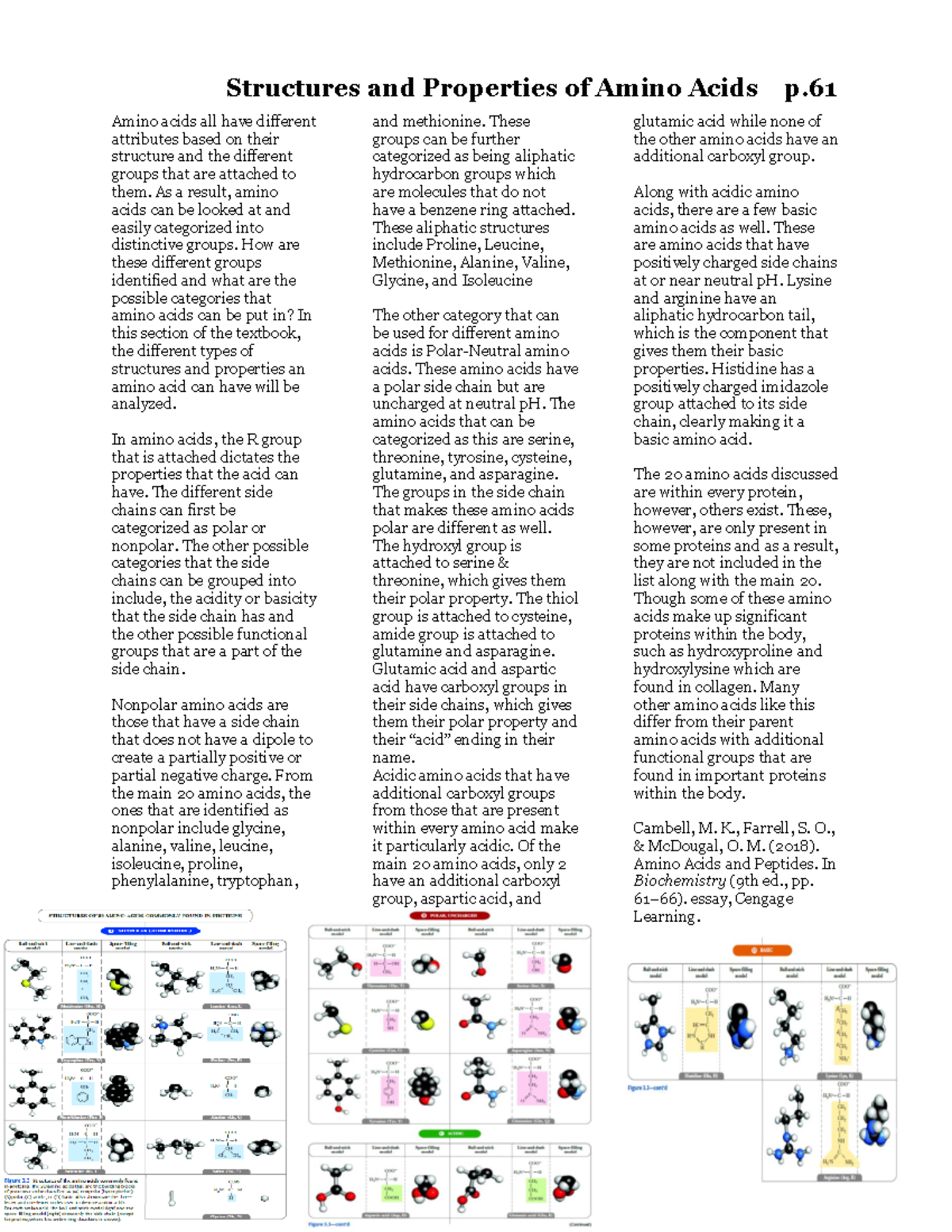 Biochemistry Peer Review Assignment - Structures and Properties of ...