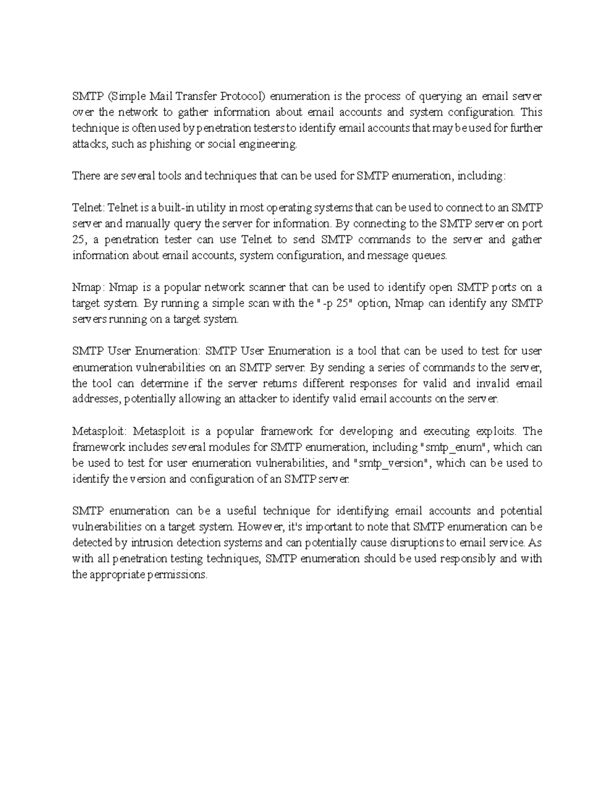 SMTP enumeration - kishore - SMTP (Simple Mail Transfer Protocol ...