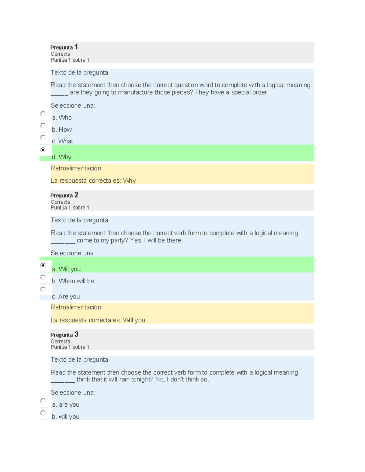 Assignment 1 Questionnaire U1 - Pregunta 1 Correcta Puntúa 1 sobre 1 Texto de la pregunta Read ...