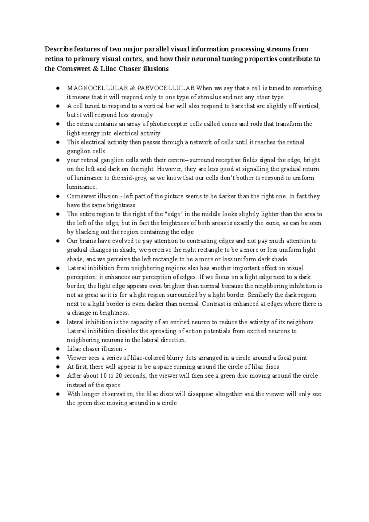 Perception group essay plans - Describe features of two major parallel ...