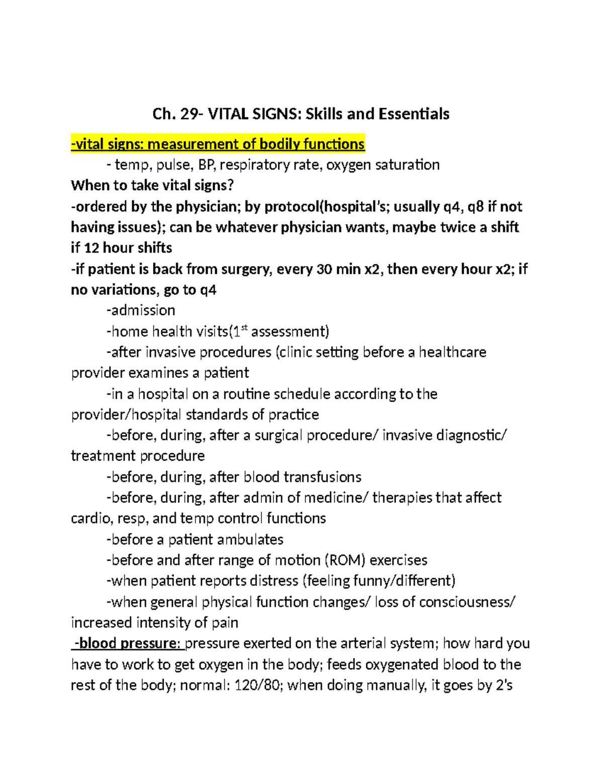 Ch. 29 Vital Signs- Skills - Ch. 29- VITAL SIGNS: Skills and Essentials ...