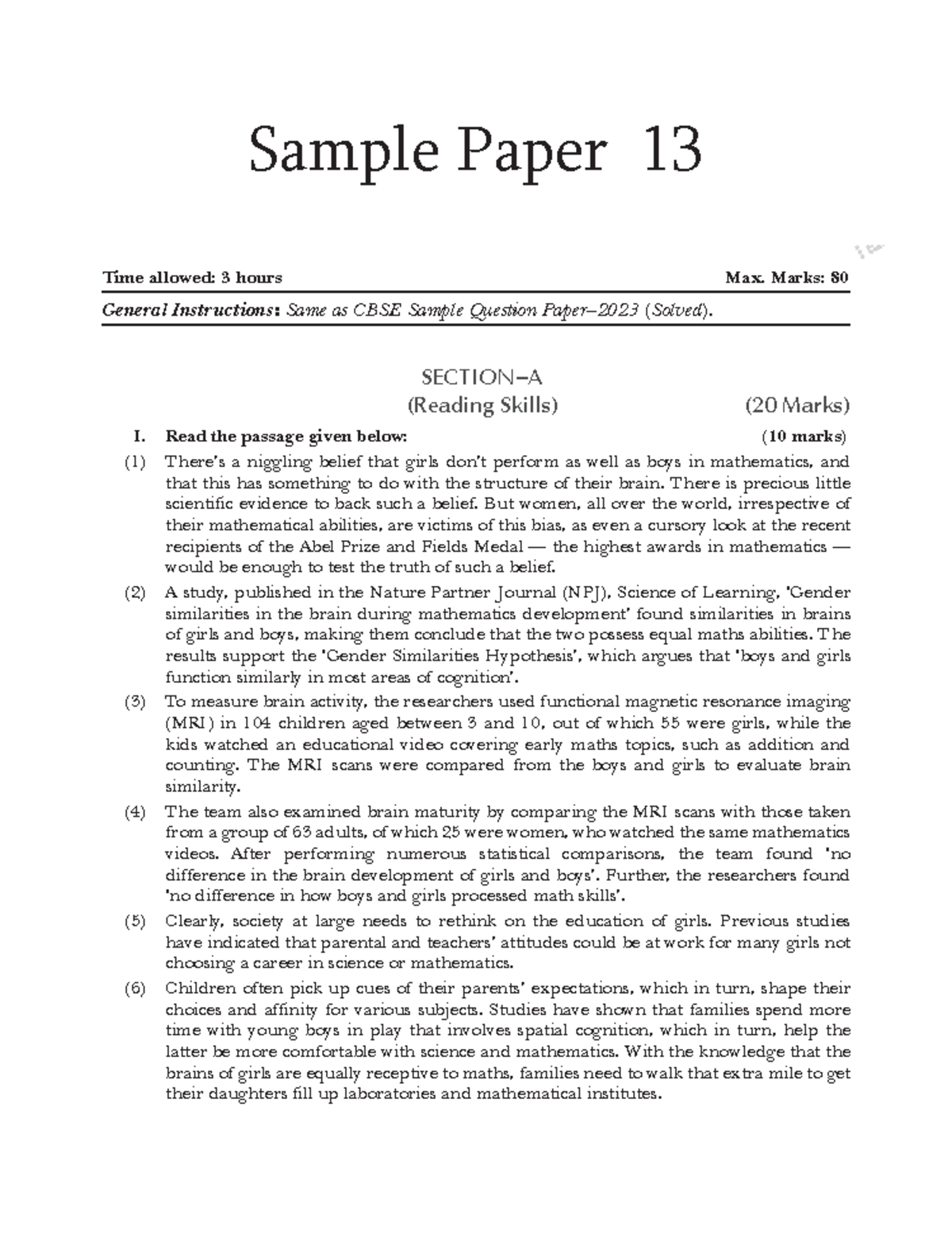 Sample Paper -13 - a statement, picture in words, or account that ...