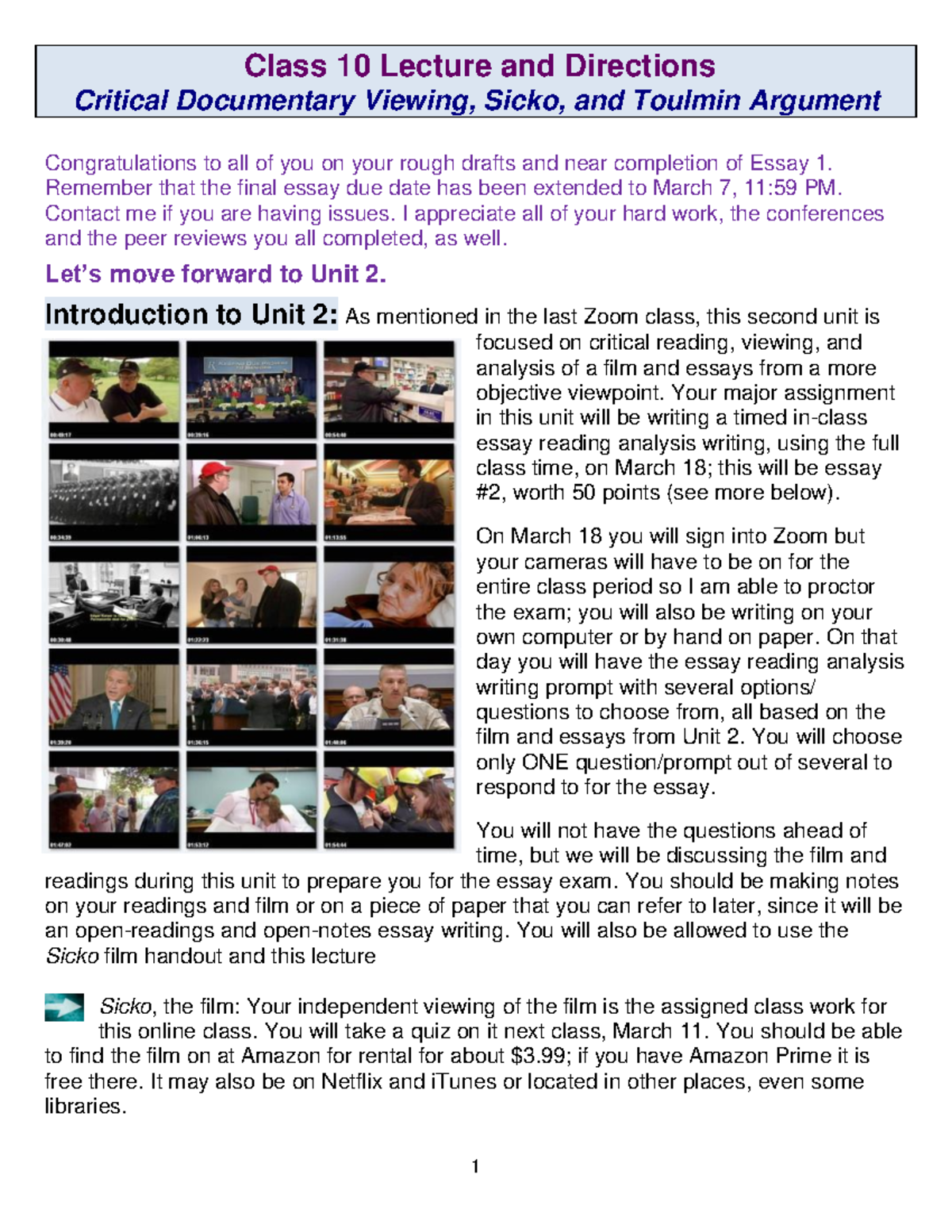 Online Class 10 Lecture and Direction 100 spring 2021 - 1 Class 10 ...