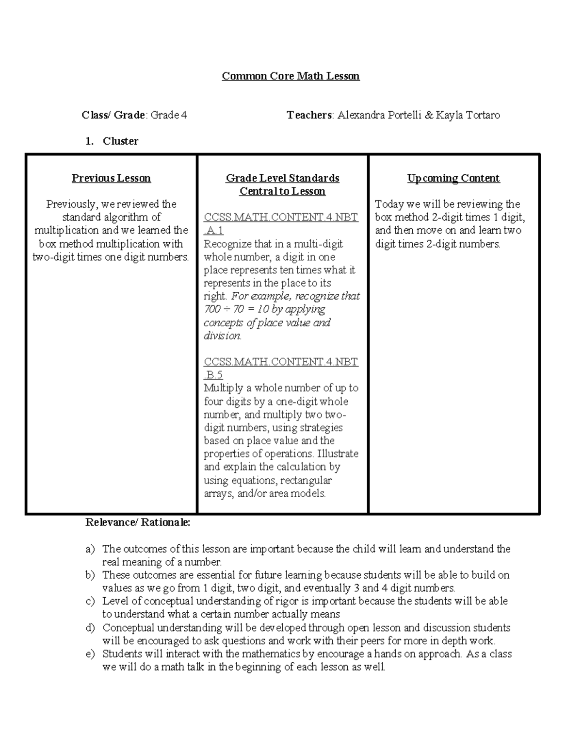 392168882 Math Lesson Plan Template - Common Core Math Lesson Class ...