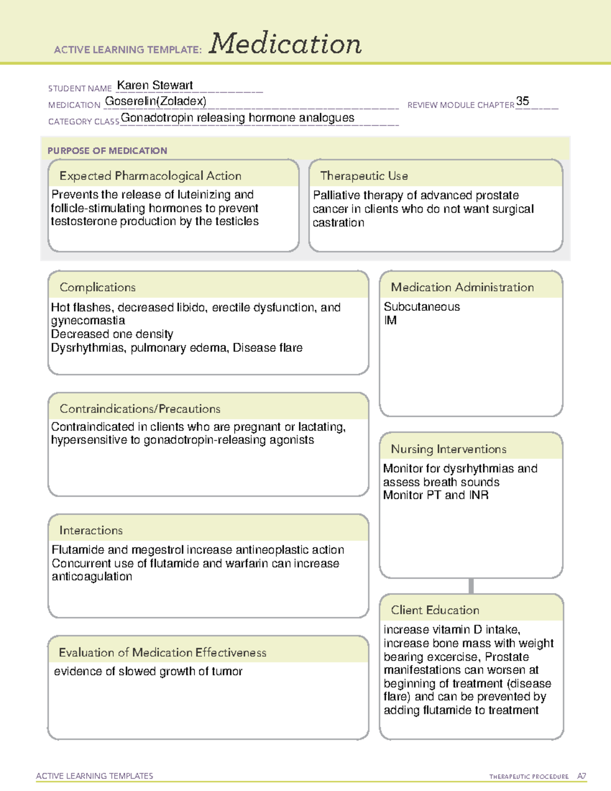 Medication 35 3 - ACTIVE LEARNING TEMPLATES TherapeuTic procedure A ...
