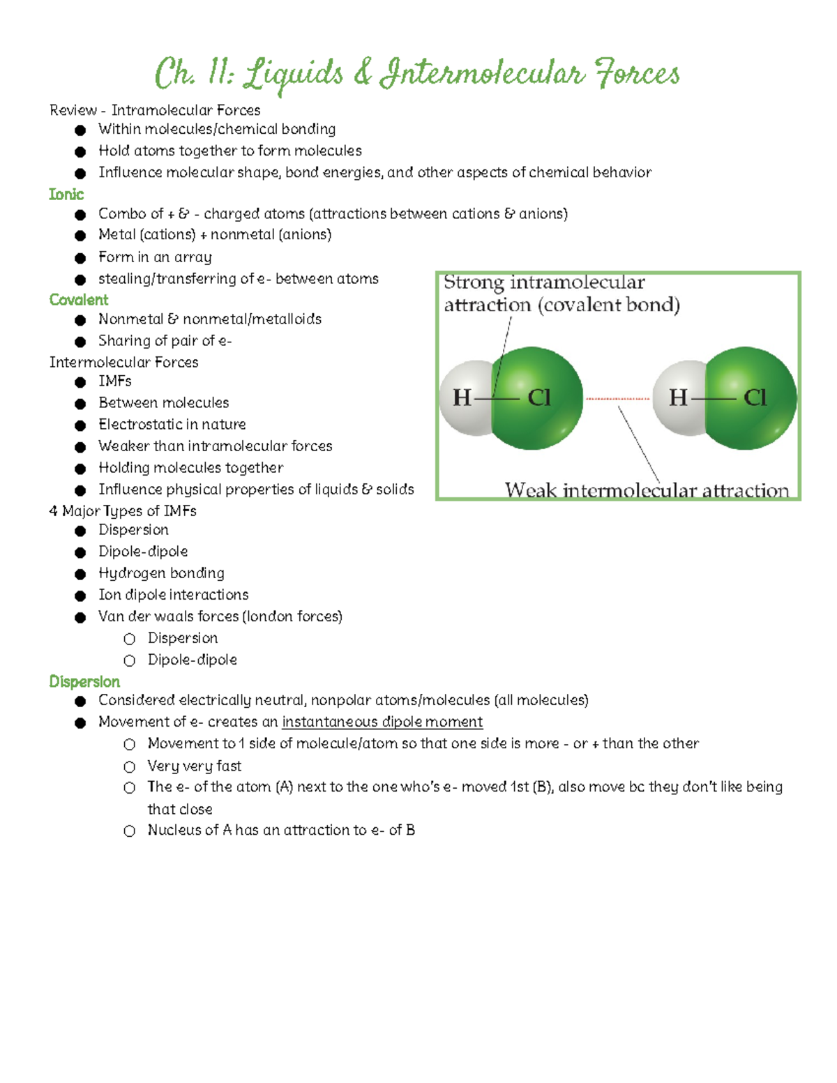 Ch. 11 Liquids Intermolecular Forces - Ch. 11: Liquids & Intermolecular ...