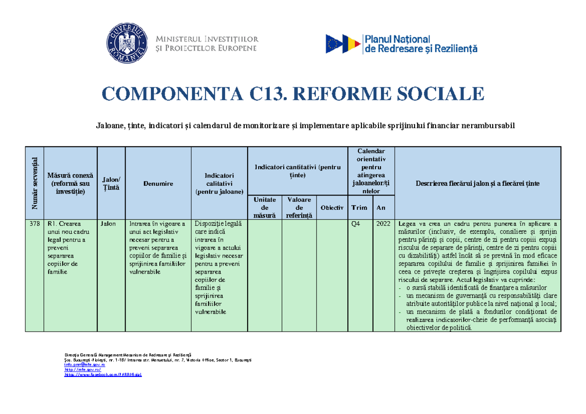 C13 Tabel jaloane și ținte - Direcția Generală Management Mecanism de ...