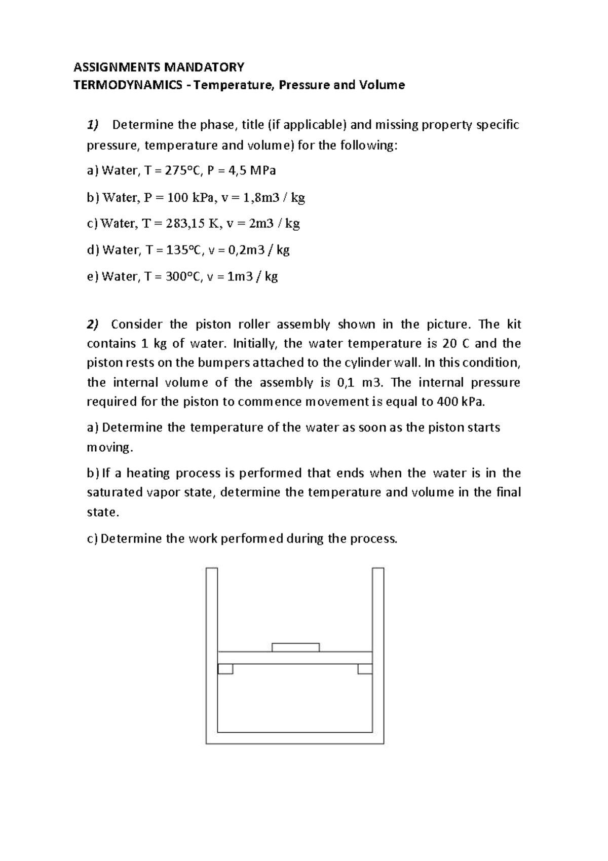 Thermodynamics - Temperature, Pressure and Volume - ASSIGNMENTS ...