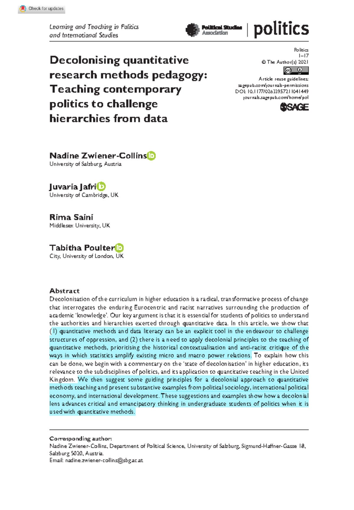 Zwiener-Collins (2021) Decolonising quantitative research methods ...