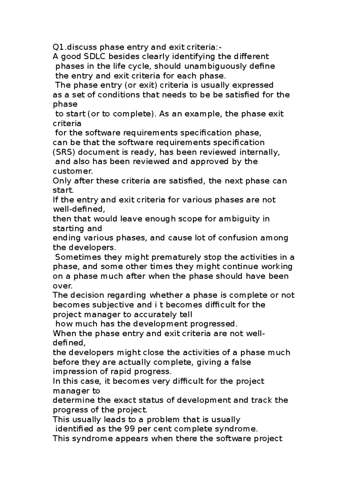 Se2 - phase entry and exit criteria - Software Engineering - KIIT ...